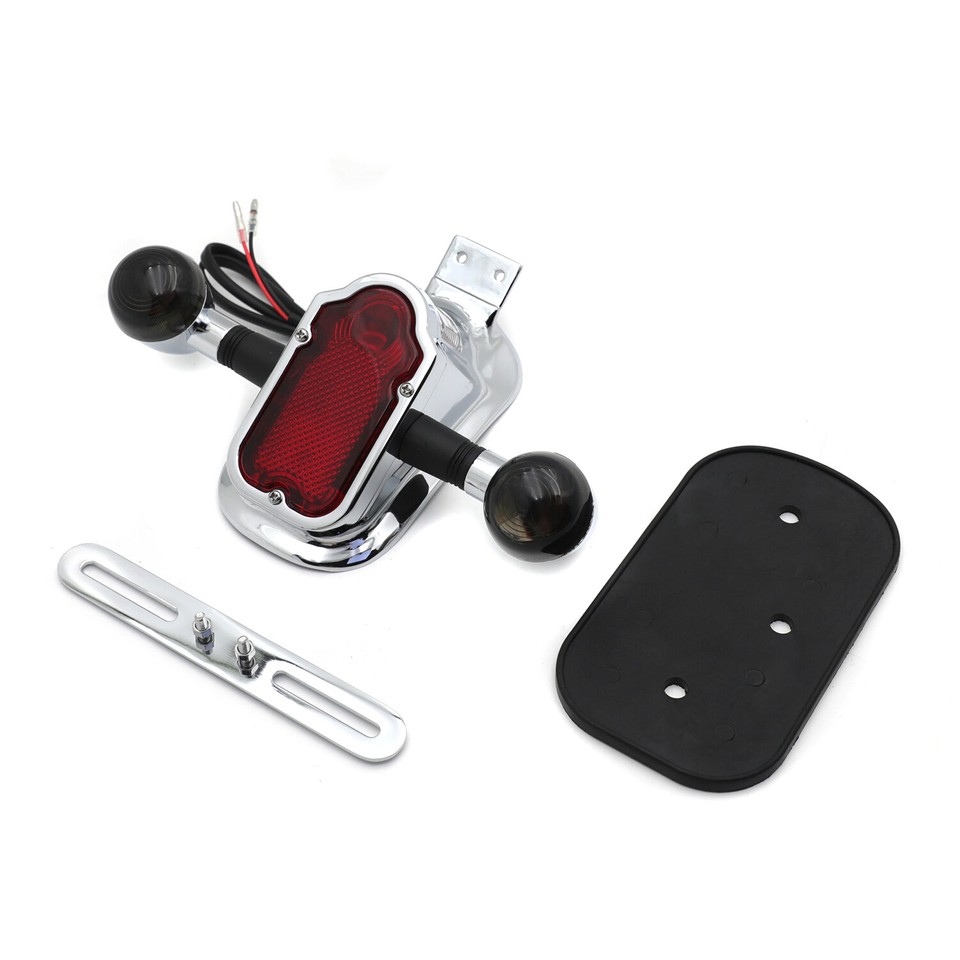 Metal Chrome Tombstone Rear Brake Tail Light Signal Blinker For Harley ...