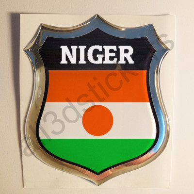 Sticker Niger Emblem 3D Resin Domed Gel Niger Flag Vinyl Decal Car ...