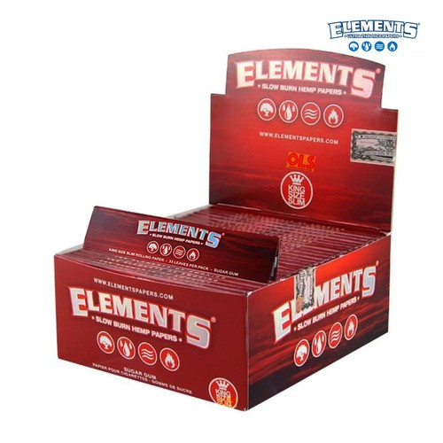 Elements Red King Size Slim Hemp Slow Burning Smoking Rolling Papers ...