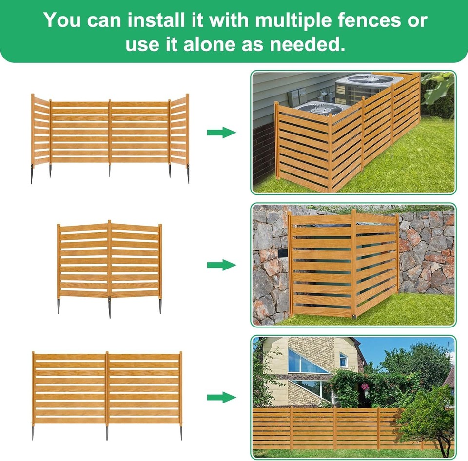 MOPHOTO Outdoor Air Conditioner Fence Privacy Screen Metal Stake Wood 2 ...