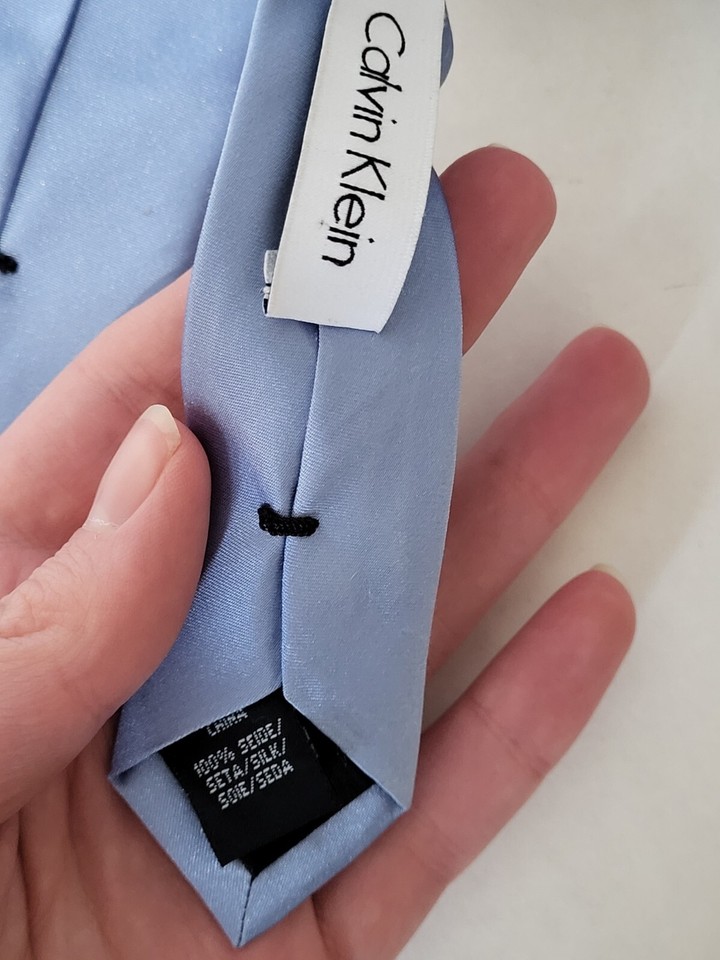 CALVIN KLEIN Mens Tie Necktie 100% Silk Light Blue Luxury Designer ...
