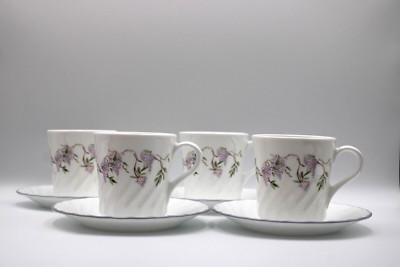 8 Piece Set Corelle WISTERIA Swirl-Lilac Pink Purple 8 0z Cup- Grey ...
