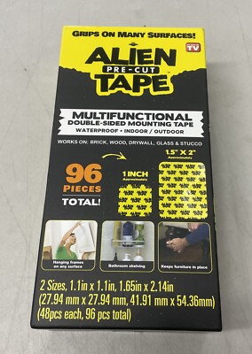 Alien Tape Pre Cut Double Sided Multipurpose Adhesive Grip Mounting- 96 ...