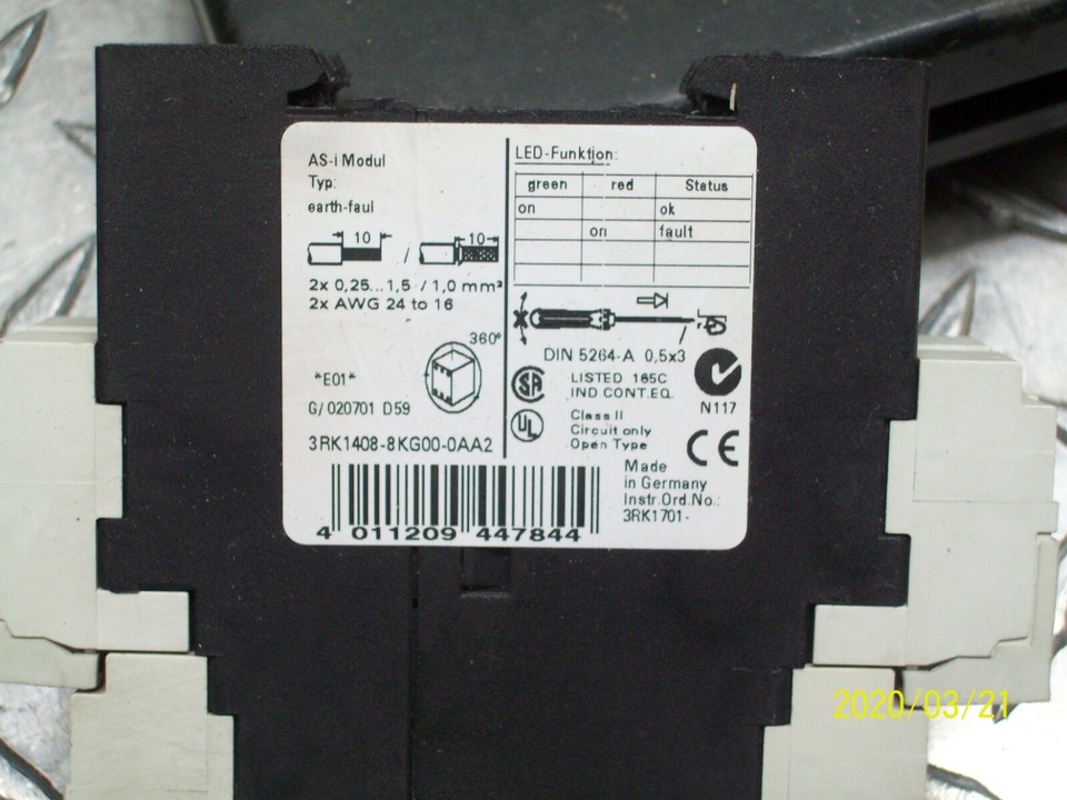 SIEMENS 3RK1408-8KG00 -0AA2 EARTH FAULT MONITORING MODULE | eBay