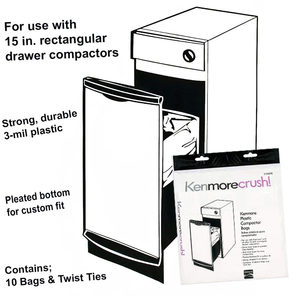 Heavy Duty Trash Compactor Bags - 60 Count - Fits All 15-inch ...