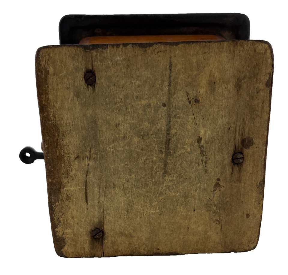 Antique Wood Ornate Cast Iron Coffee Mill Grinder Dove Tails Back ...