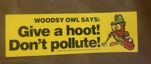 Vintage Woodsy the Owl Bumper Sticker Unstuck Nos Give A Hoot Don't ...