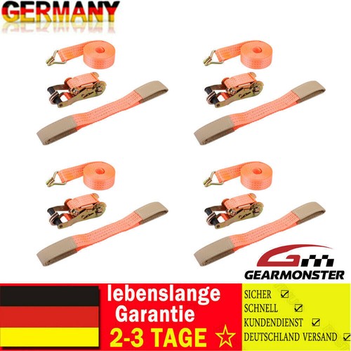 4x Spanngurte AUTOTRANSPORT Zurrgurt Radsicherung PKW KFZ Trailer ...