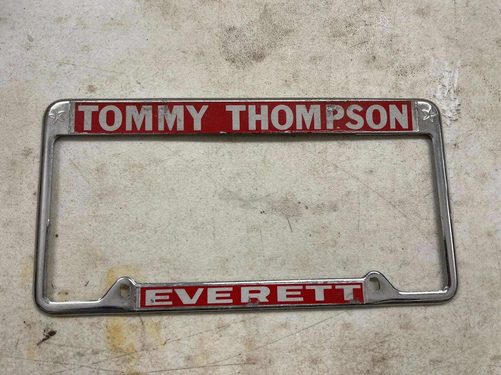 Tommy Thompson Everett WA Vintage Metal Old License Plate Frame ...