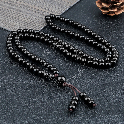 108 Mala Beads Necklace Natural Rainbow Eye Obsidian Stone Wrap Bracelet | eBay