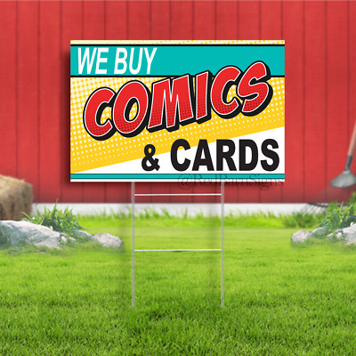 We Buy Comics & Cards Coroplast Sign Plastic Indoor Outdoor Y | eBay