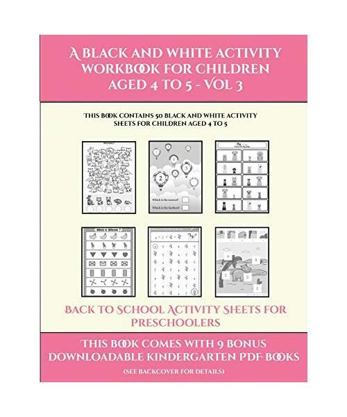 Back to School Activity Sheets for Preschoolers (A black and white ...