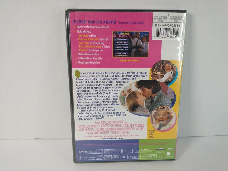 The Wedding Singer DVD Widescreen/Full Screen Adam Sandler Drew ...