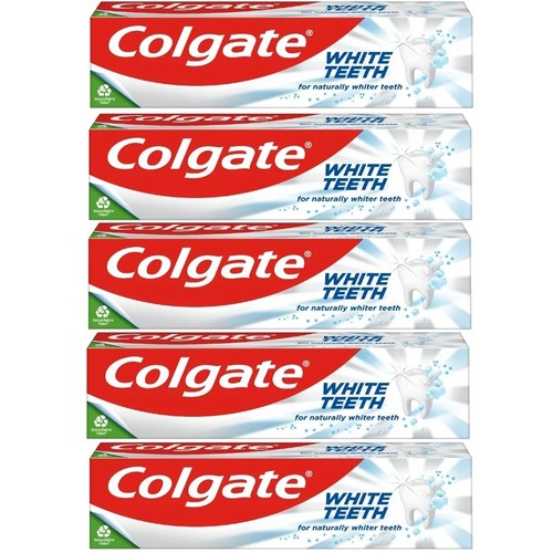 (New) Pack of 5 Colgate White Teeth Whitening Toothpaste 75ml Fast ...