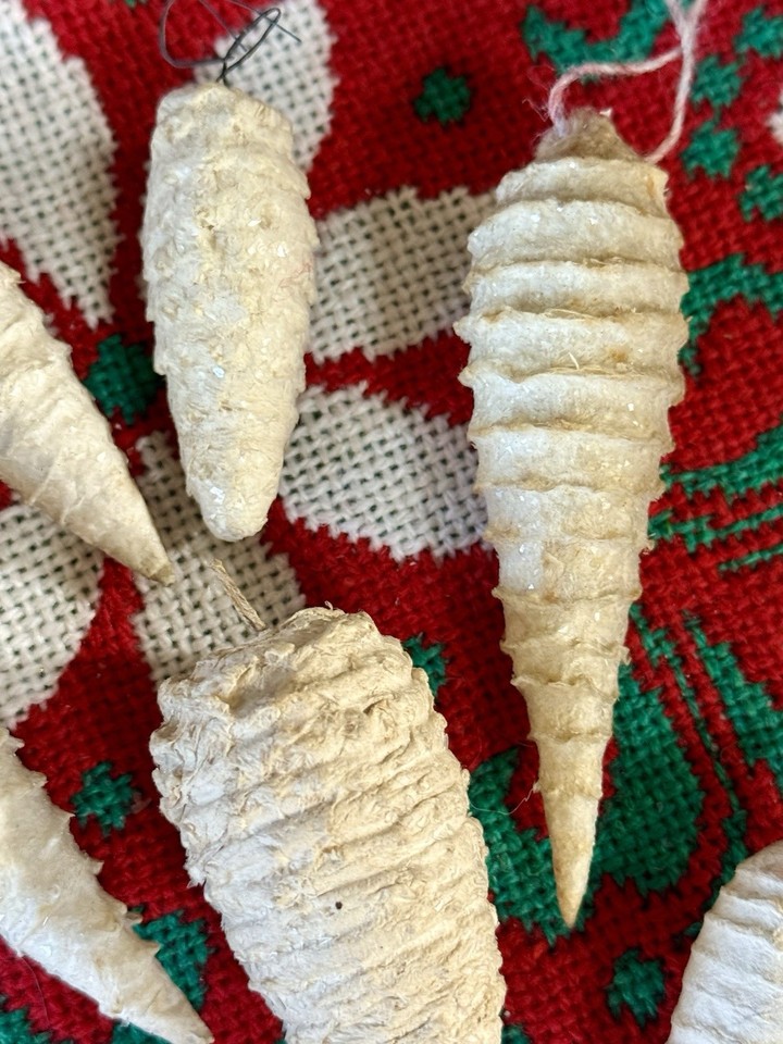 Lot of 7 Antique German Spun Cotton Icicles Ornaments with Mica ...