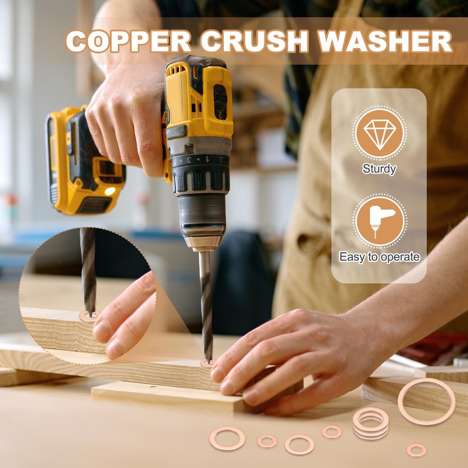 18PCS M18 Copper Washers, M18x24x1mm Copper Crush Washer Metric Flat ...