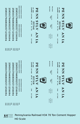 K4 HO Scale Decals Pennsylvania Railroad H34 Cement Covered Hopper ...