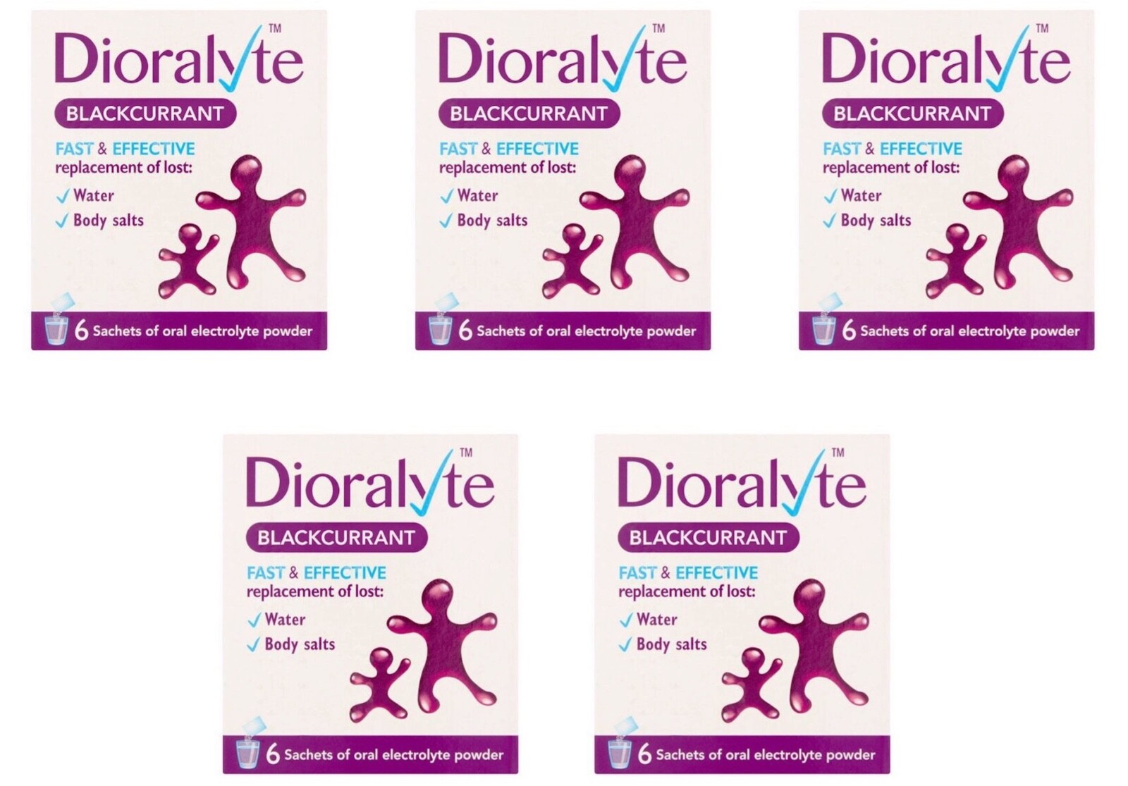 5 x DIORALYTE Oral Electrolyte Sachets (6 per pack) - Blackcurrant ...