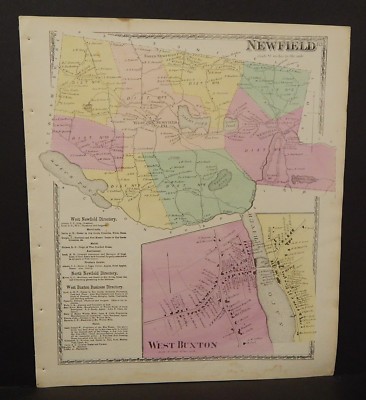 Maine York County Map Newfield & West Buxton Township 1872 J17#23 | eBay