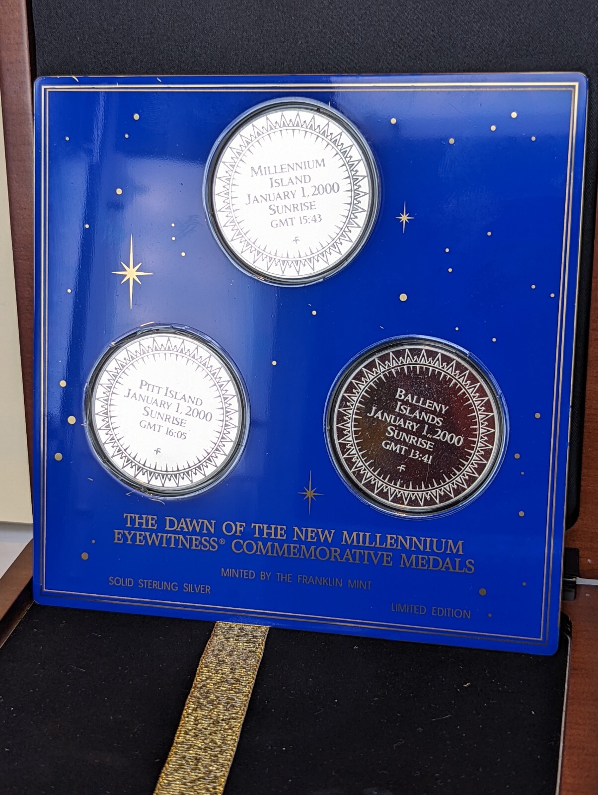 The dawn of the millenium eye witness commemorative set of three silver ...