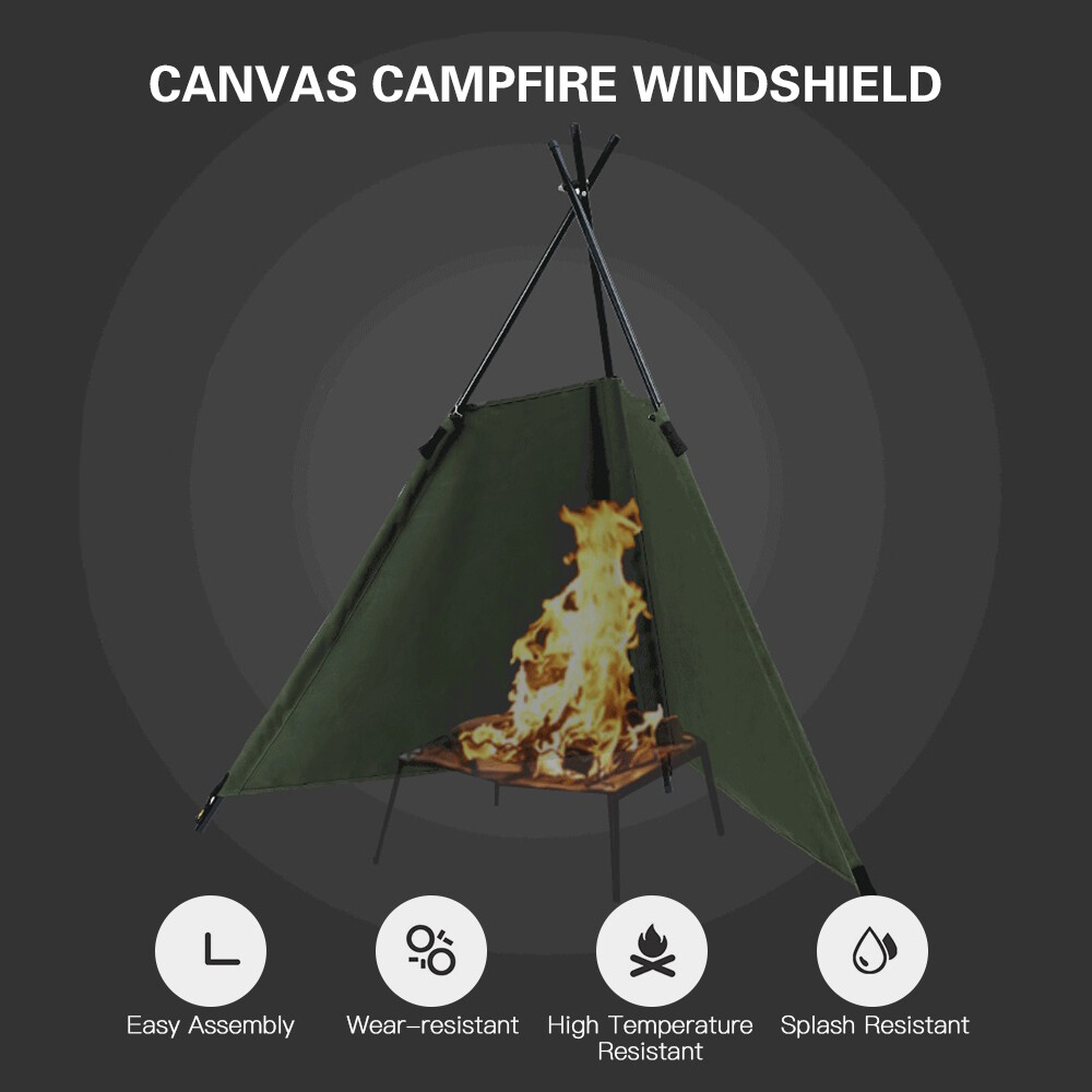 Outdoor Folding Canvas Windscreen Campfire Windshield for Camping ...