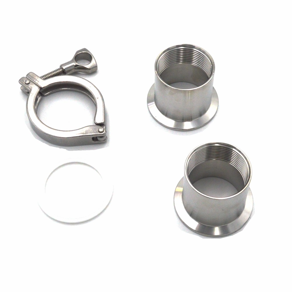 DN40 Sanitary Female Threaded Ferrule Pipe Fittings+ Tri Clamp+PTFE ...