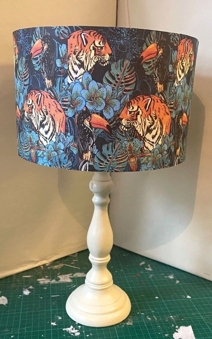 Tiger lamp shade,lampshade decoupage Free Gift, Jungle leaves, night ...