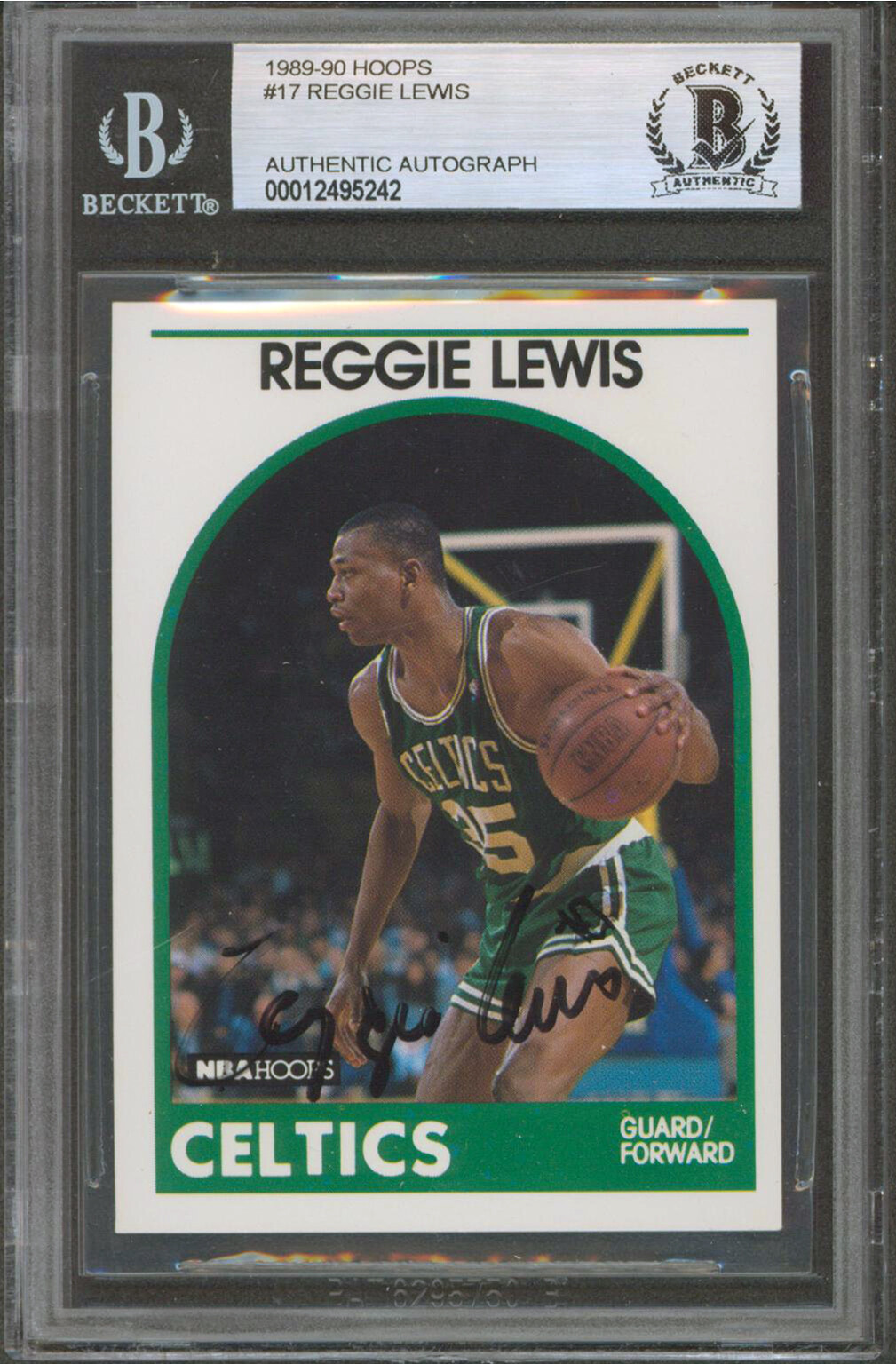 Celtics Reggie Lewis Authentic Signed 1989 Hoops #17 Card BAS Slabbed ...