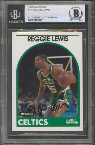 Celtics Reggie Lewis Authentic Signed 1989 Hoops #17 Card BAS Slabbed ...
