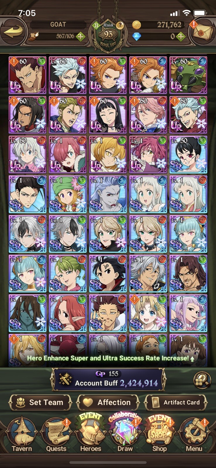 Seven Deadly Sins (7DS) GRAND CROSS GLOBAL Whale endgame Pro account 6 ...