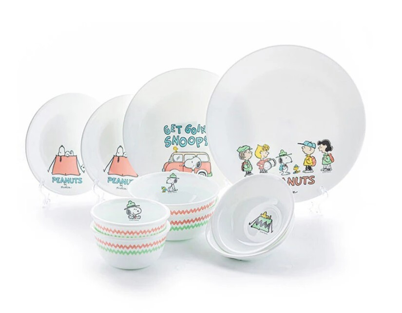 Corelle x Peanuts Snoopy Camping 10p Dinnerware Set/USA,Charlie,Snoopy ...
