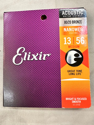 2 Sets Elixir 80/20 Bronze Acoustic Strings Nanoweb Medium .013-.056 ...