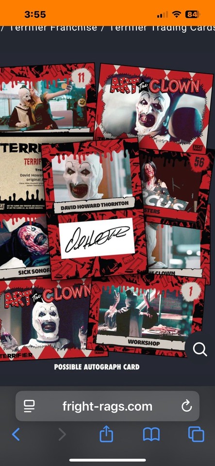 Fright Rags Terrifier Trading Card Box 24 Wax Packs Sold Out Only 350 ...