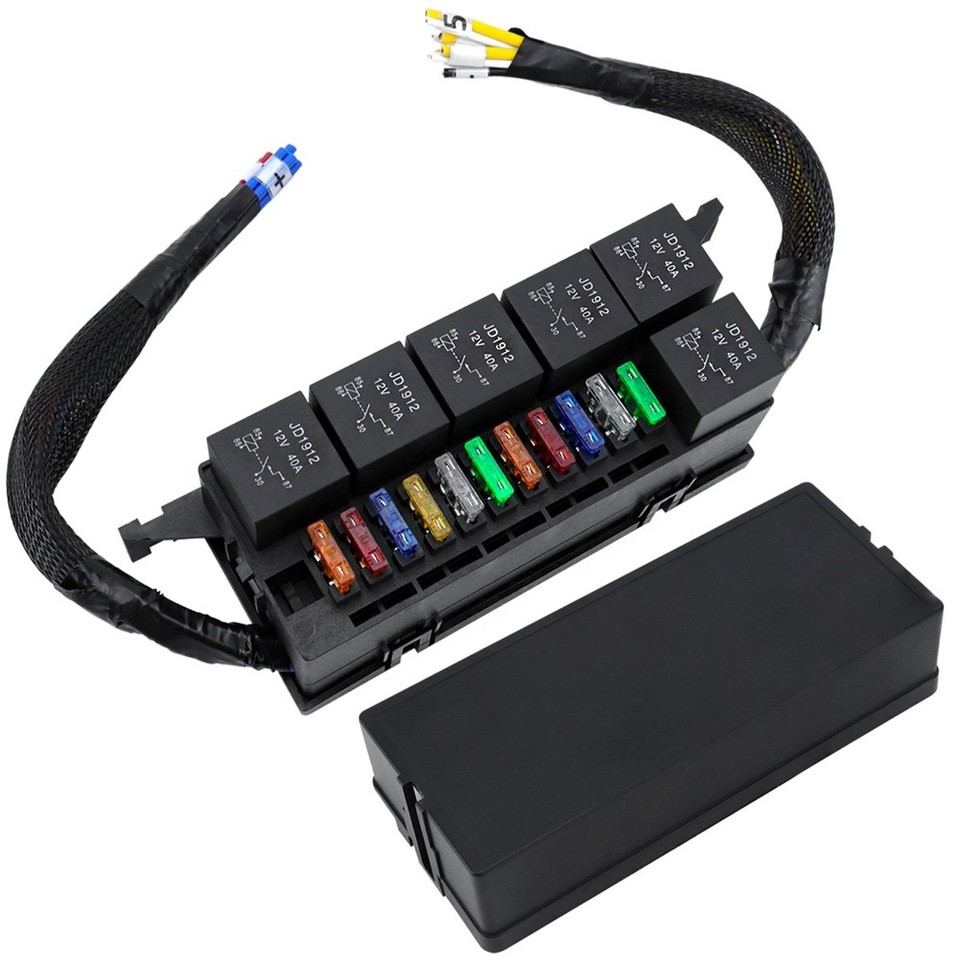 2X(12V Fuse Relay Box with 6 Relays 11 Way ATC/ATO Blade Fuses Car6622 ...