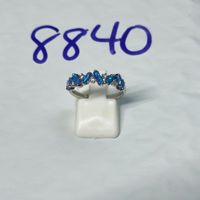 Bomb Party Sz7 BP Ring Fashion Jewelry Light Blue Fire Opal Clusters ...