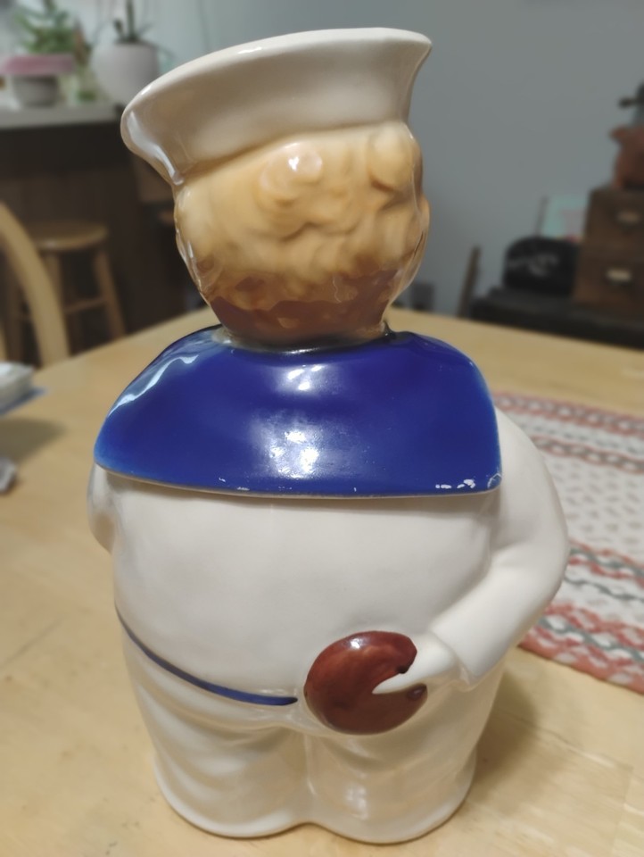 VINTAGE USN BY SHAWNEE USA CO SAILOR BOY COOKIE JAR HANDPAINTED with ...