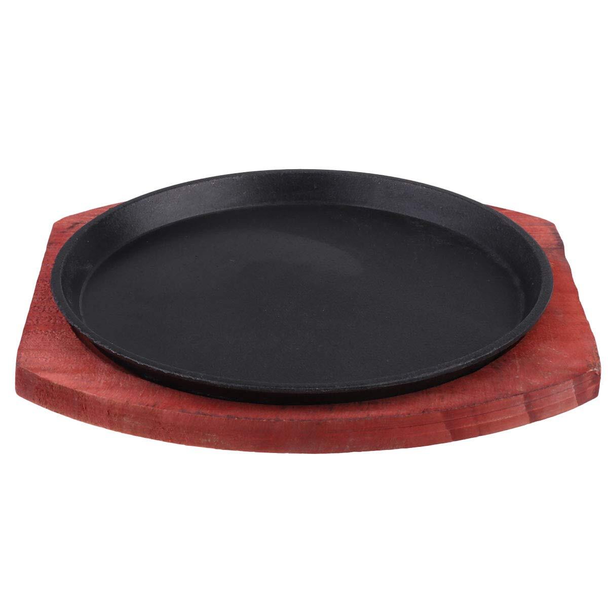 Sizzling Plate With Wooden Base Sizzling Steak Plate Cast Iron Griddle ...