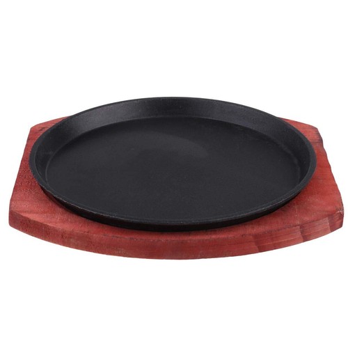 Sizzling Plate With Wooden Base Sizzling Steak Plate Cast Iron Griddle ...