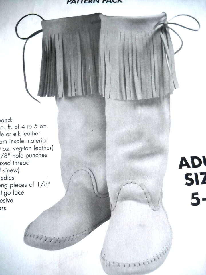 Plains Boot Moccasin Pattern Pack 6035-00 Adult Size 5-12 Tandy Leather ...