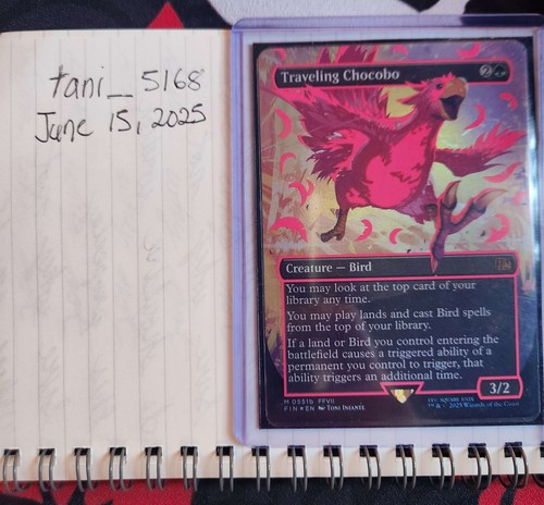 MTG Travelling Chocobo - Foil - Neon Ink Pink Borderless Final Fantasy ...