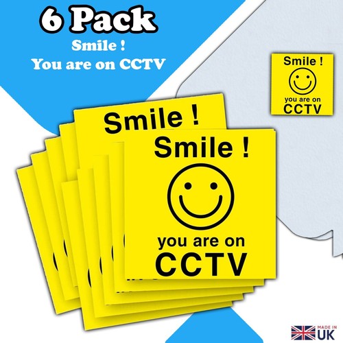 CCTV In-Operation Vinyl Stickers - Smile you are on CCTV- 6 Pack Vinyl ...