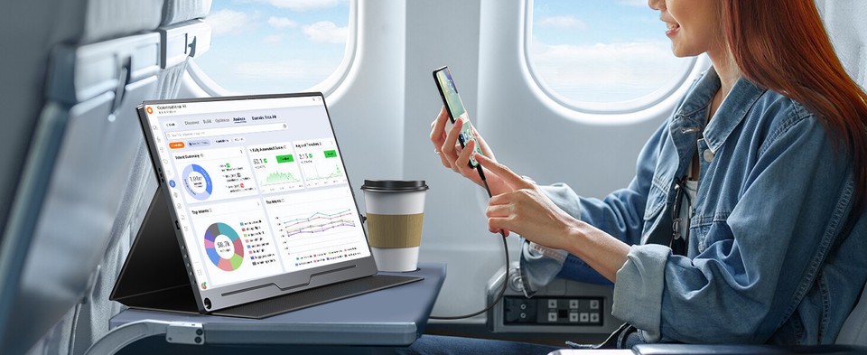 15.6" Portable Monitor 1080P HDR Dispaly Mini DP USB-C Ports For Laptop ...