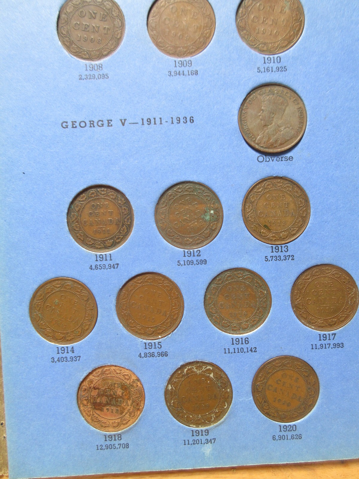 Set of Canada Large Cents Coins. Pennies 1859 - 1920 1p 1c WHITMAN (RP ...