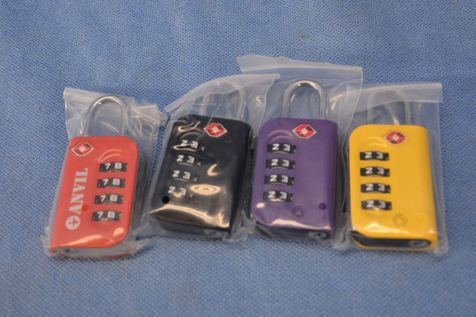 Set of 4 Anvil Travel Sentry Locks C106 Red Black Purple Yellow (A0882 ...