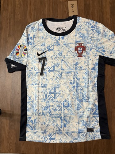 2024 Portugal Away Jersey #7 Ronaldo MEDIUM Nike Soccer Euro CR7 Blue ...