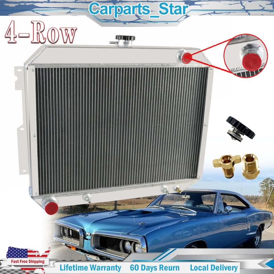 4 Row Radiator Fit 1967 1966-1970 Chrysler Imperial/ Dodge Polara ...