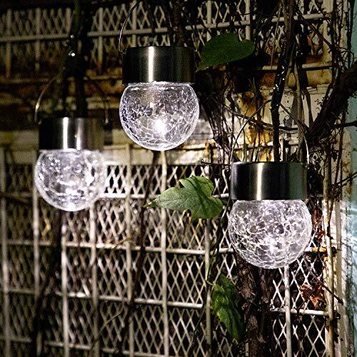 Hanging Solar Ball Lights Outdoor - 8 Pack Cracked Glass Decorative ...