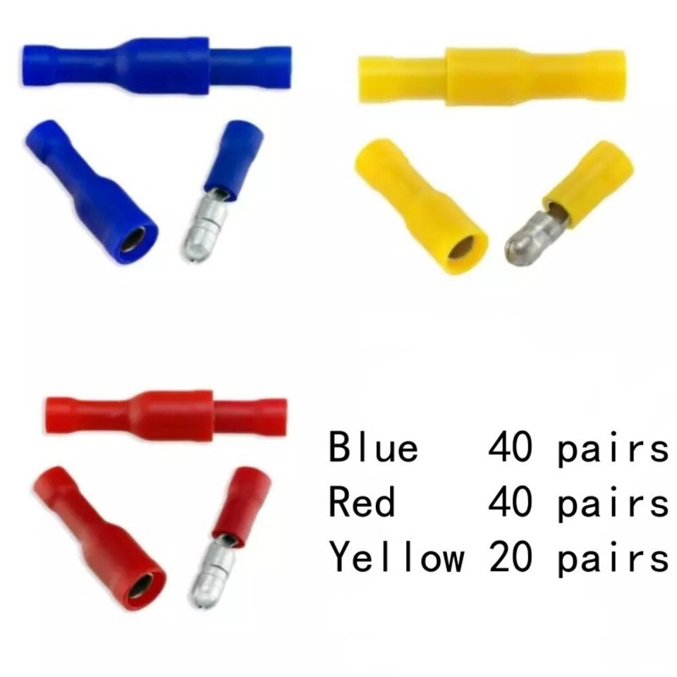 100/200PCS Male Female Bullet Connectors Wire Crimp Terminals Insulated ...