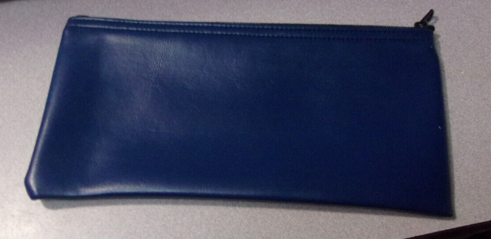 Vintage "The Peoples National Bank" Vinyl Zipper Bank Bag Blue 11" x 5 ...