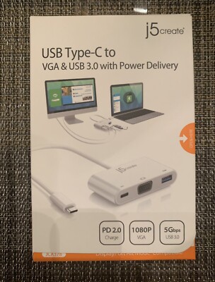 J5Create USB Type-C to VGA & USB 3.0 with Power Delivery JCA378 - NEW ...